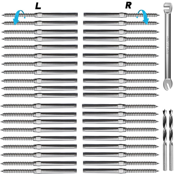 Steel DN Mate 20 Pack 3/16" Swage Lag Screws, T316 Stainless Steel Le